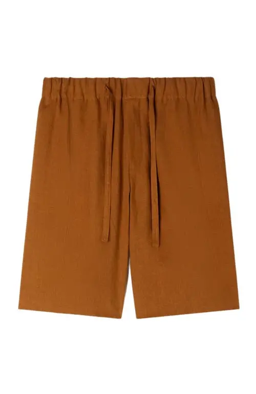 Sandro Elastic Waist Linen Shorts - Whisky