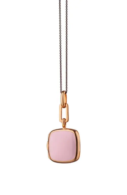 Monica Rich Kosann Enamel Cushion Locket Necklace - Rose Gold/pink