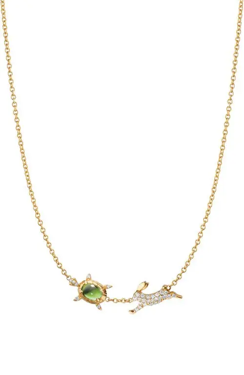 Monica Rich Kosann Slow & Steady Tortoise & Hare Pendant Necklace - Gold