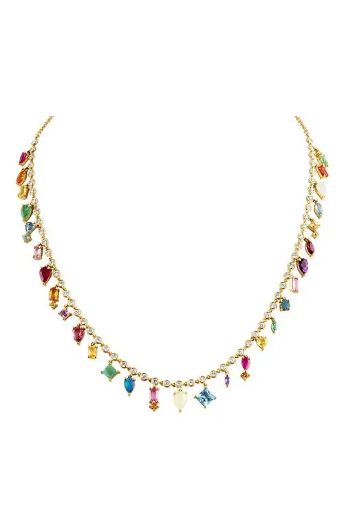 EDEN PRESLEY 14k Gold Collar Necklace With Diamonds And Gemstones - Rainbow