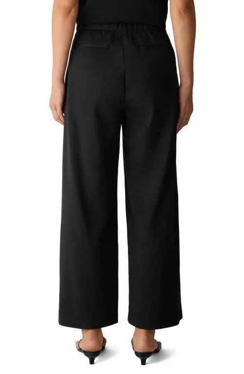 Eileen Fisher High Waist Ankle Wide Leg Pants - Black