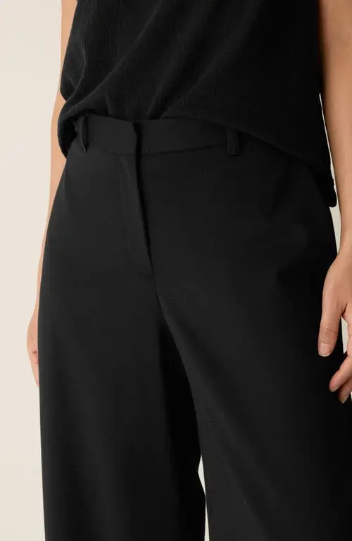 Eileen Fisher High Waist Ankle Wide Leg Pants - Black