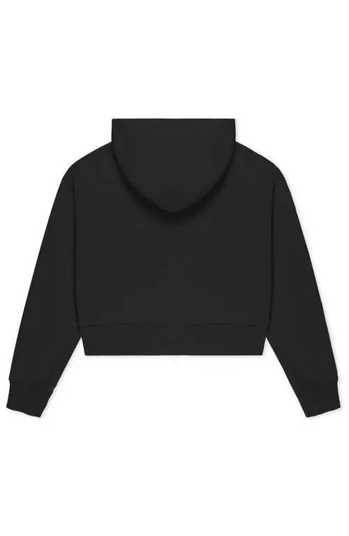 DALIX Midweight Fleece Relaxed Cropped Hoodie - Black
