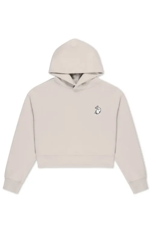 DALIX Heartly Ghost Midweight Fleece Relaxed Cropped Hoodie
