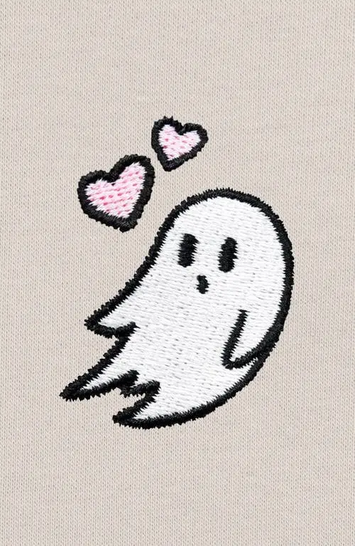 DALIX Heartly Ghost Midweight Fleece Relaxed Cropped Hoodie