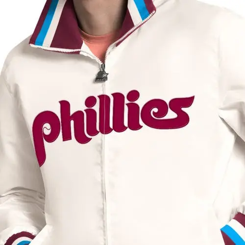 STARTER Philadelphia Phillies Cooperstown Logo Full-zip Varsity Jacket - White