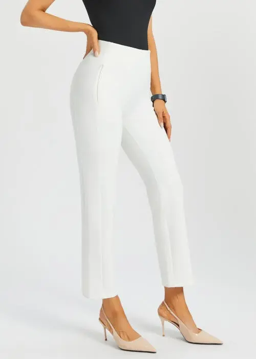Betabrand Monroe Crop Trouser Straight Leg Pant - Star White