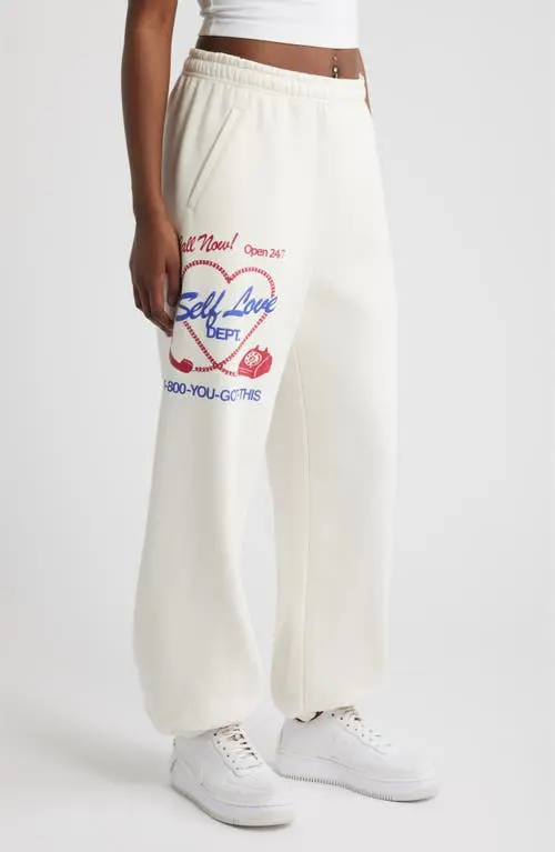 THE MAYFAIR GROUP Self Love Club Oversize Fleece Graphic Sweatpants