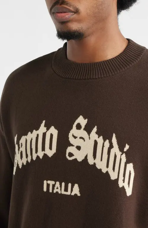 SANTO STUDIO University Graphic Knit Sweater