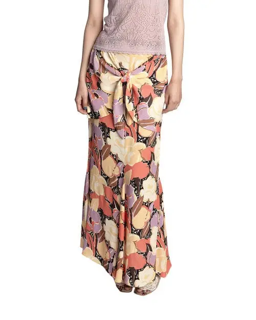Anna Sui Floral Printed Crepe Maxi Skirt - Sunset Multi