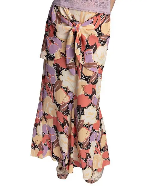 Anna Sui Floral Printed Crepe Maxi Skirt - Sunset Multi