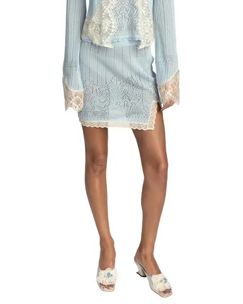 Anna Sui Lingerie Lace Knit Mini Skirt - Sky Blue