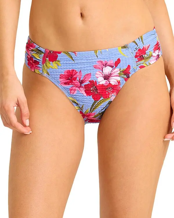 Tommy Bahama Textured Shirred Bikini Bottom - Blue Monday
