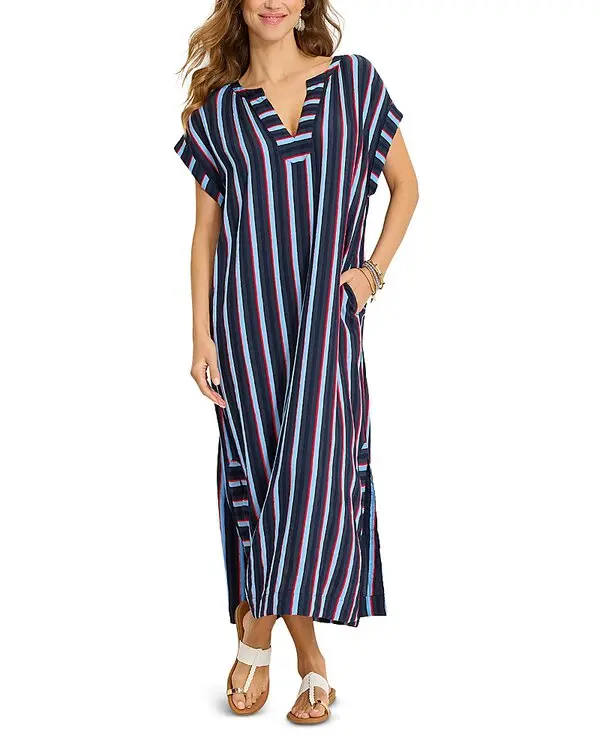 Tommy Bahama Deepsea Stripe Caftan Swim Cover-up - Mare Navy
