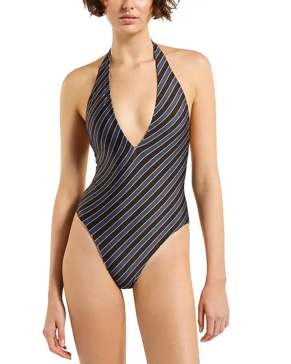 JETS Reversible Plunge Neck One Piece Swimsuit - Pebble