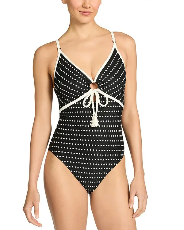 Robin Piccone Millie Lingerie One-piece Swimsuit - Black/ecru