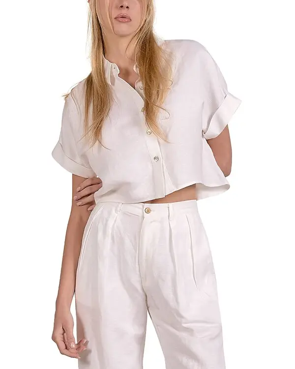 Elan Short Sleeve Shirt Swim Cover-up - White