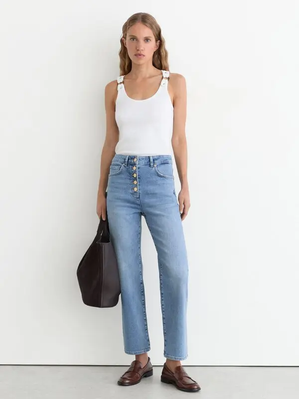 REISS Lana Straight-leg Cropped Jeans - Light Blue