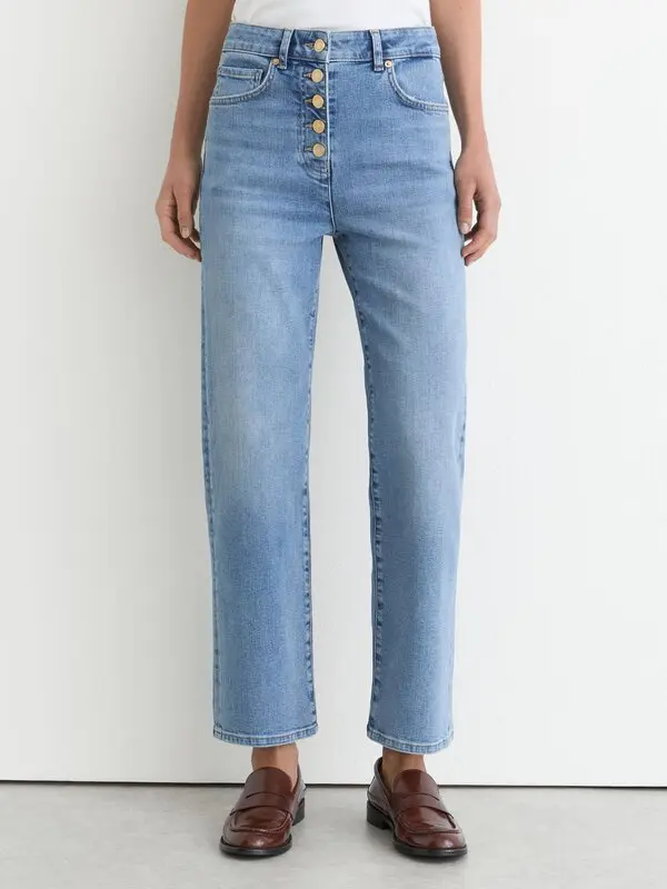 REISS Lana Straight-leg Cropped Jeans - Light Blue