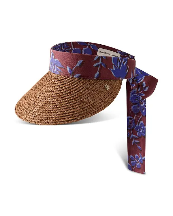 Helen Kaminski Kira Tie Band Raffia Visor - Garnet