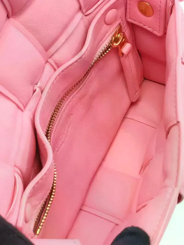 Bottega Veneta 2012-2026 Nappa Intrecciato Padded Cassette Crossbody Bag - Pink
