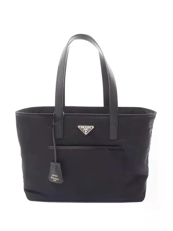 Prada Saffiano Trimmed Re-nylon Re-edition 1978 Tote Bag - Black