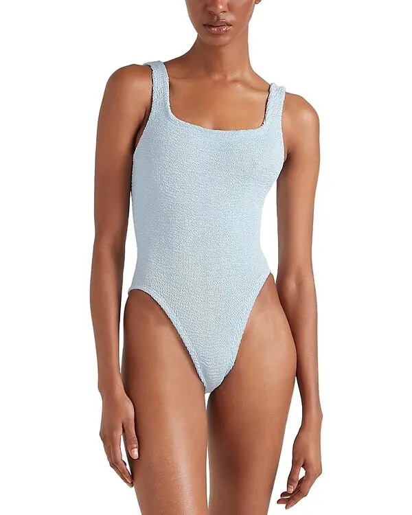 Hunza G Square Neck One Piece Swimsuit - Metallic Ice Blue