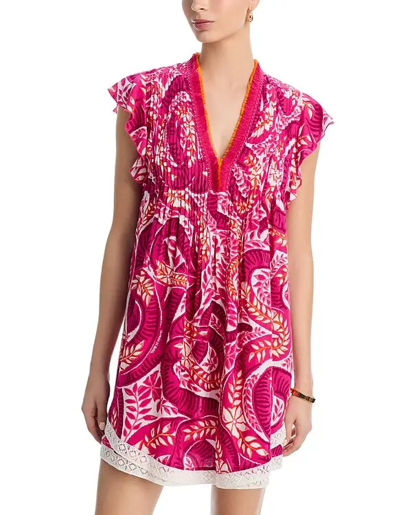Poupette St Barth Sasha Minidress - Pink Holy Snake