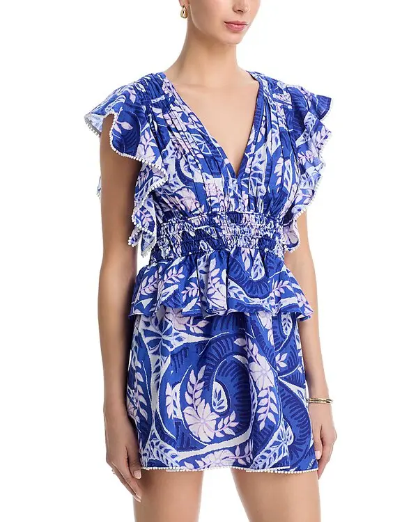 Poupette St Barth Noemi Minidress - Blue Holy Snake