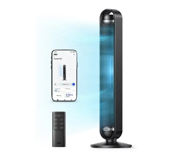 DREO 42' Smart Tower Fan 9-speed Dc Motor With Remote - One-color