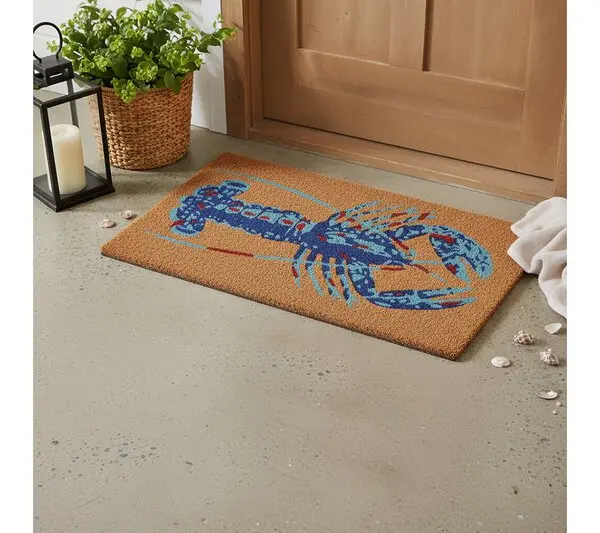 HOMEROOTS 16' X 30' Blue Lobster Coir Door Mat - One-color