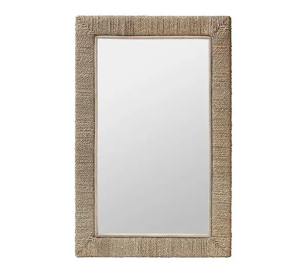BALI & PARI Geralyn Natural Seagrass Rectangula R Wall Mirror - One-color