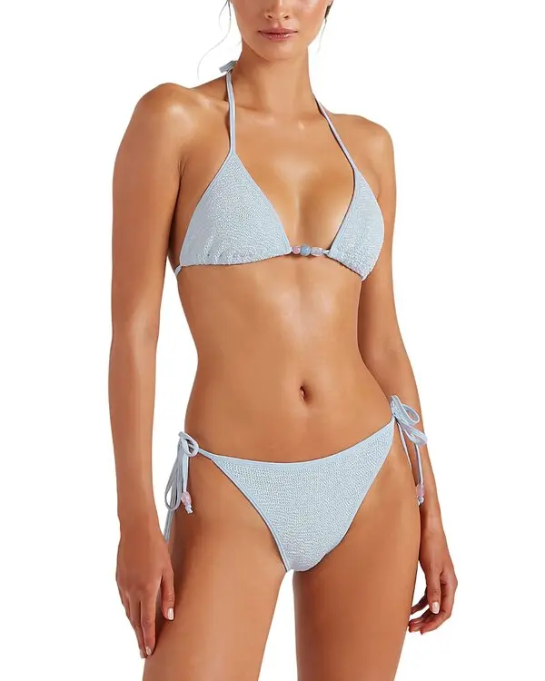 Hunza G Gina Beaded Bikini Top - Metallic Ice Blue