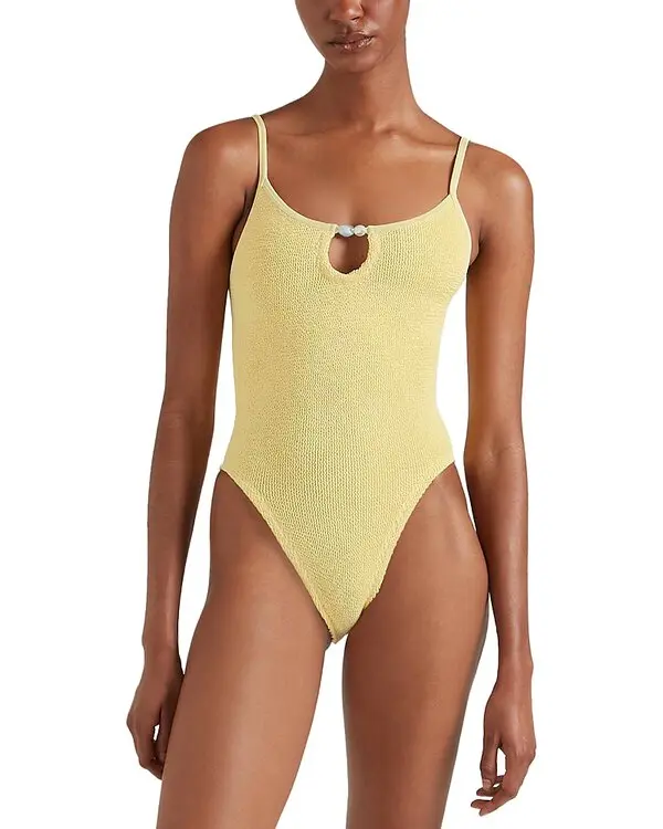 Hunza G Mia Beaded One-piece Swimsuit - Butter