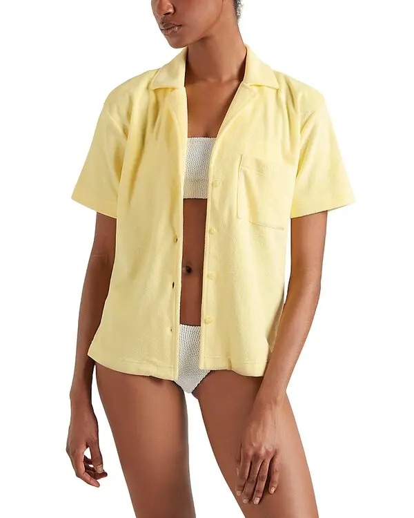 Hunza G Short Sleeve Towelling Shirt - Butter