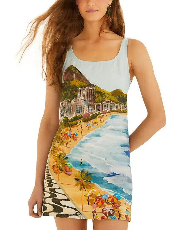 Farm Rio Beach Linen Mini Dress - Copacabana