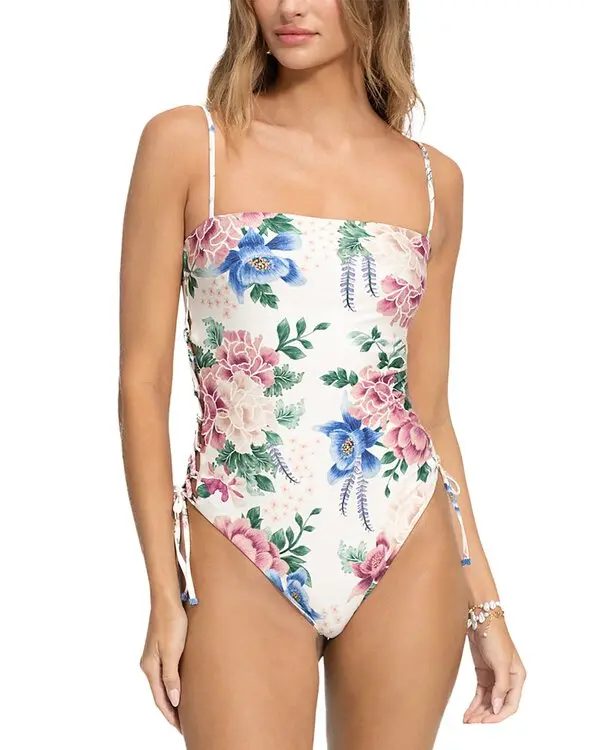 Agua Bendita Posh Ivy Lace-up Swimsuit - Multi