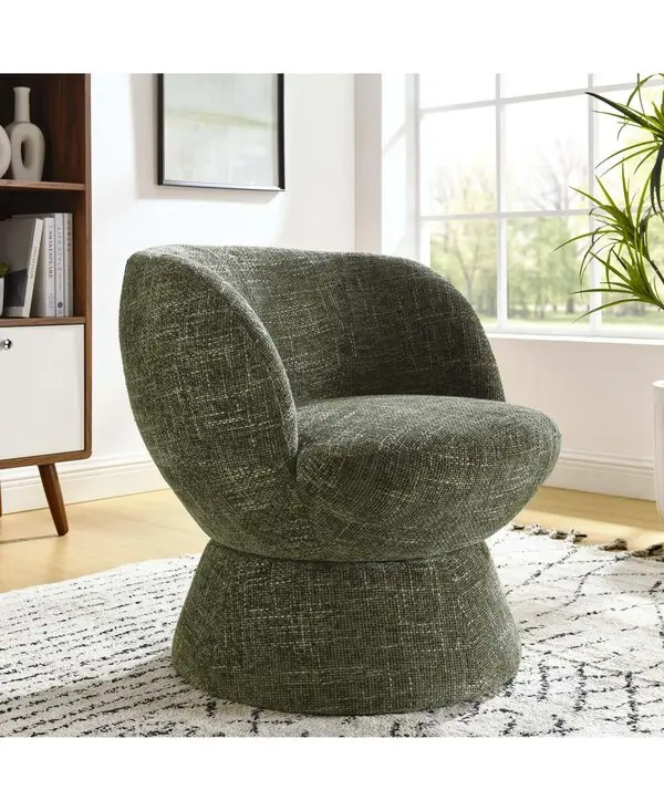 MODWAY Vesta Chenille Fabric Upholstered Swivel Chair