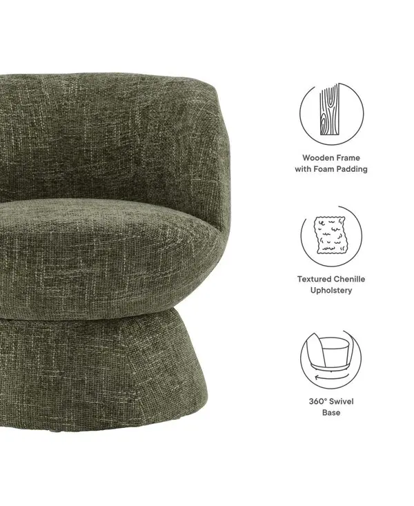 MODWAY Vesta Chenille Fabric Upholstered Swivel Chair