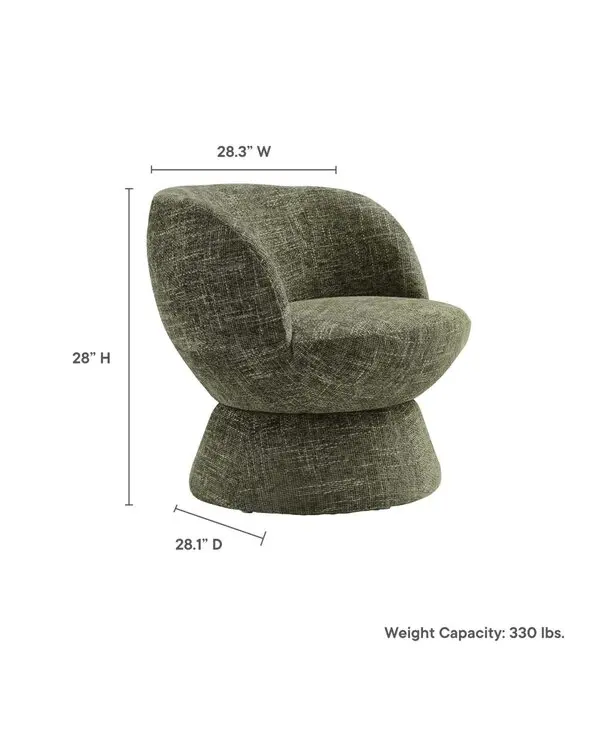 MODWAY Vesta Chenille Fabric Upholstered Swivel Chair