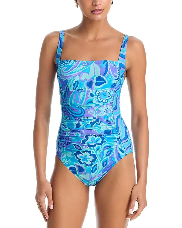 Johnny Was Floral Printed Ruched One-piece Swimsuit - Mulla