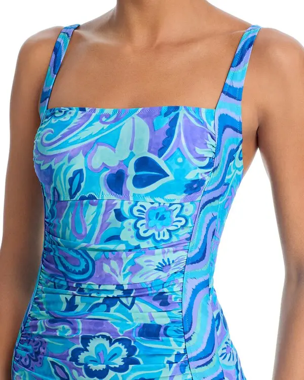 Johnny Was Floral Printed Ruched One-piece Swimsuit - Mulla