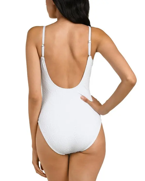La Blanca Shellbound Plunge One Piece Swimsuit - White