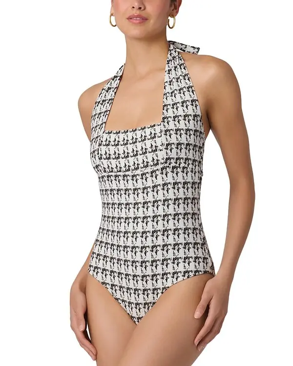 Shoshanna Retro Halter One Piece Swimsuit - Jet/optic