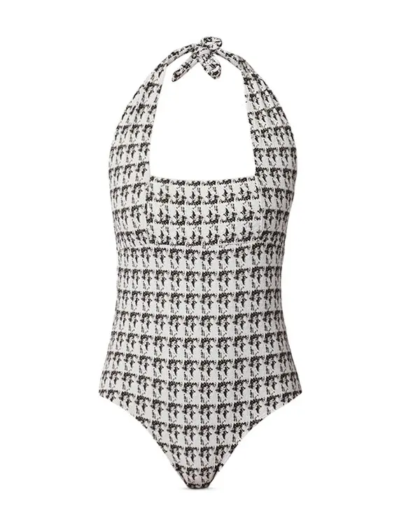 Shoshanna Retro Halter One Piece Swimsuit - Jet/optic