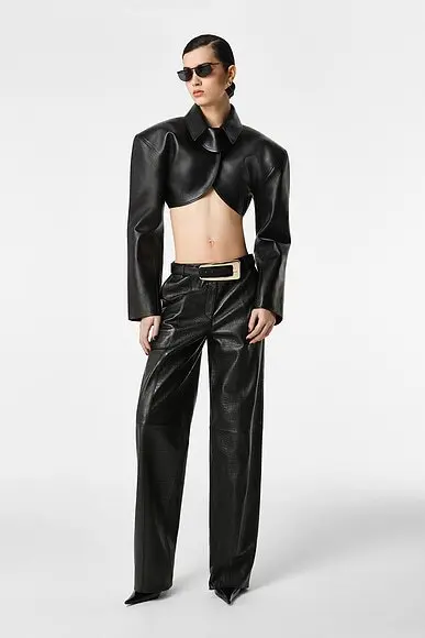Revolve Agnes Cropped Leather Jacket