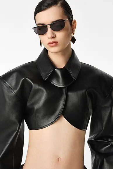 Revolve Agnes Cropped Leather Jacket