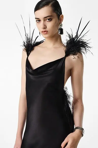 Revolve Zora Feather Embellished Gown