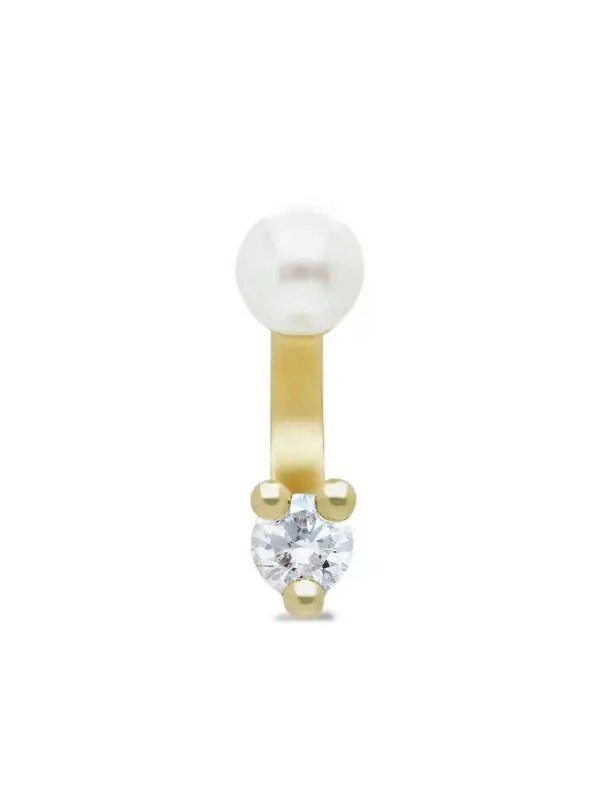 Delfina Delettrez 18k Yellow Diamond And Pearl Single Earring - Gold