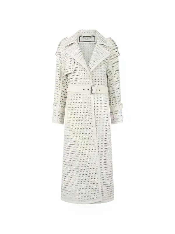 Philipp Plein Long Leather Trench Coat - Neutrals